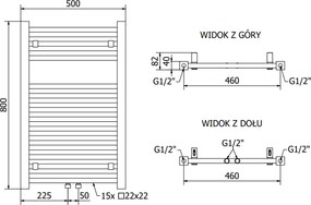 Mexen Pluton, elektrické topné těleso 800x500 mm + topná tyč 600 W, černá, W106-0800-500-2600-70
