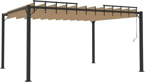 Altán s lamelovou střechou 3 x 4 m taupe tkanina a hliník 313928