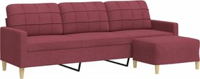 3místná pohovka s podnožkou vínová 210 cm textil 3278255