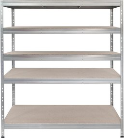 Kovový regál RIVET PRO 180x150x45 DTD dřevotříska 5 úrovní pozinkovaná