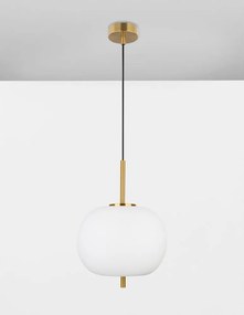 Bílé/v mosazné barvě skleněné závěsné svítidlo ø 30 cm Lato – Nova Luce