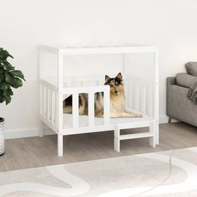Pelíšek pro psy bílý 105,5x83,5x100 cm masivní borovice - Default Title