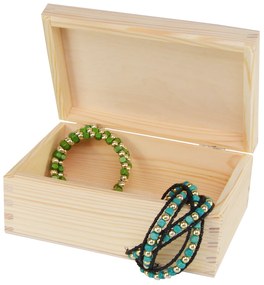 Dřevěná krabička s víkem nejen na šperky - 22 x 16 x 8 cm, přírodní - 2. JAKOST!