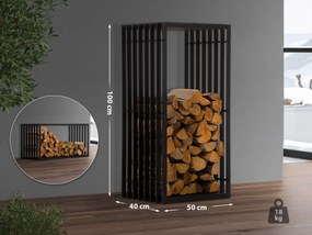 Stojan na palivové dřevo Irving 40x50x100 – černá-matt