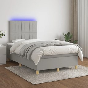 Box spring postel s matrací a LED světle šedá 120x200 cm textil 3135581