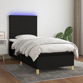 vidaXL Box spring postel s matrací a LED 100x200 cm textil [3135255] Barva: Černá