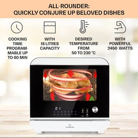 Klarstein Vita Pro, horkovzdušná fritéza, vaření v páře, 18 l, 2450 W, 14 programů, nádržka na vodu 800 ml