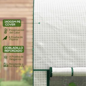 Outsunny Malý Skleník venkovní skleník s Dvoum zipovým Dveřmi a PE Krytem pro Pěstování Rostlin a Květin 200x100x178 cm Bílý
