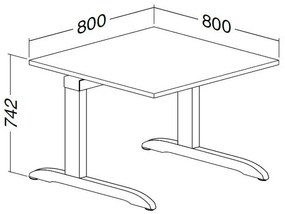 Stůl ProOffice C 80 x 80 cm, buk