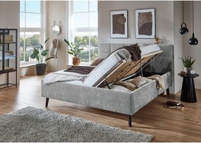 Šedá čalouněná dvoulůžková postel s úložným prostorem s roštem 180x200 cm Nova – Meise Möbel