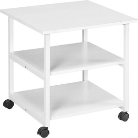HOMCOM Stojan na tiskárnu se 3 policemi, mobilní na kolečkách 50 x 50 x 52,5 cm Bílá | Aosom