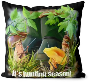 Polštářek Hunting season – houbaři (Velikost: 55 x 55 cm)