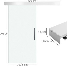 HOMCOM Posuvné skleněné pokojové dveře s madlem, jednostranně satinované 102,5x205 cm, moderní a elegantní pro obývací pokoje | Aosom.de