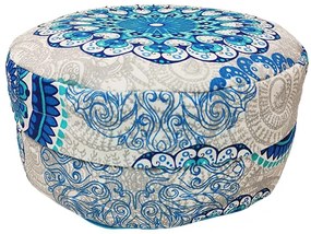 S radostí - vlastní výroba Meditační polštář s tyrkysovou mandalou Atlantida Velikost: ∅35 x v30 cm