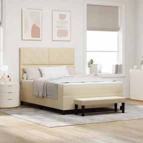 Postel s boxspringem s čelo Krémová 160 x 200 cm textil 3344161