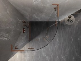 Mexen Lunar, L výklopný půlkruhový sprchový kout 80 x 80 cm, 8mm čiré sklo, profil měděná matná, 833L-080L-080P-65-00
