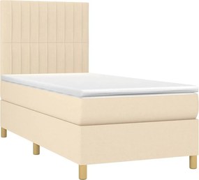 Box spring postel s matrací a LED krémová 100x200 cm textil 3135578