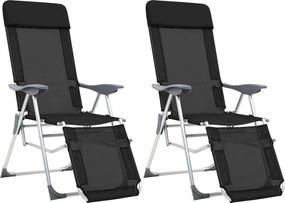 vidaXL Skládací kempingové židle s podnožkami 2 ks textilen [360145] Barva: Černá