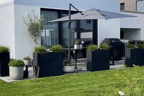 Květináč ELEMENTO, sklolaminát – vzhled kamene, šířka 88 cm, antracit