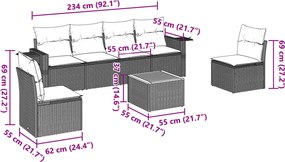 7dílná zahradní sedací souprava s poduškami černá polyratan 3224509
