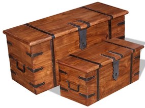Set dvou úložných truhel masivní dřevo 244050