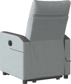 Elektrické zvedací masážní polohovací křeslo světle šedé textil 3324073