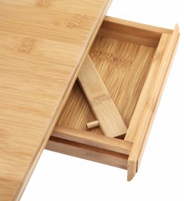 SONGMICS Stolek pod notebook bambusový, odvětrávání, úložný šuplík, šířka 89 cm
