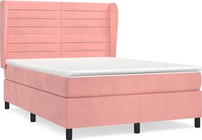 Box spring postel s matrací růžová 140x200 cm samet 3129278