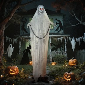 Outsunny Halloween dekorace Smrtka venkovní 183 cm Animovaná mluvící Halloween Smrtka se svítícíma očima a strašidelnými zvuky Halloweenská dekorace …