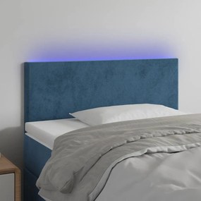 Čelo postele s LED tmavě modré 100x5x78/88 cm samet 3121378