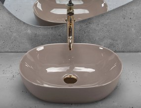 Rea Lisa, umyvadlo na desku 490x350x140 mm, béžová lesklá, REA-U6380