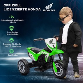 HOMCOM Dětská Elektrická Motorka s Hlavní a Zvukem Spuštění, Dětská Elektrická Motorka pro Děti 1.5-3 Roce Zelená