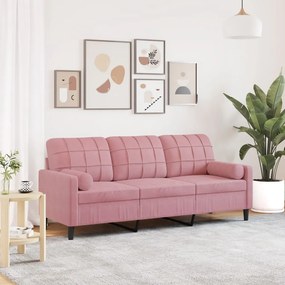 3místná pohovka s polštáři růžová 180 cm samet 3278232