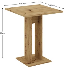 Kondela Jídelní stůl, dub artisan, 67,5x67,5 cm, EVERET