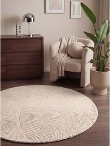 Ručně tkaný vlněný kulatý koberec ve světle přírodní barvě ø 150 cm Calmio – Hanse Home