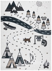 Hanse Home, Dětský kusový koberec Fun Indian cream, 180x270, bílá, dětský pokoj
