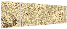 Obraz - Vintage mapa, ilustrace (170x50 cm)