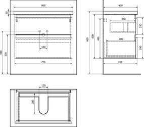 Aqualine Altair umyvadlová skříňka 77,5 x 60 x 45 cm bílá AI280