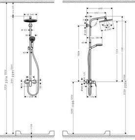 Hansgrohe Crometta - Sprchový set Showerpipe S 240 s baterií | chrom