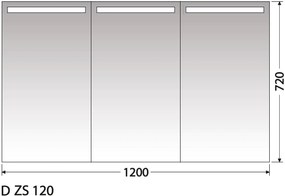 INTEDOOR zrcadlová třídveřová skříňka s LED osvětlením D ZS 120 Varianta: 99 Dub Thermo černohnědý