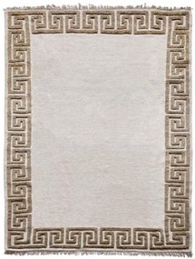 Diamond Carpets India, Ručně vázaný kusový koberec Greek DESP P86 Ivory White Antique Mud, 140x200, bílá, chodba / předsíň
