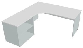 Sestava stolu a skříně pravá 180 cm - Hobis Gate GE 1800 60 H P Dekor stolové desky: šedá, Dekor lamino podnože: bílá