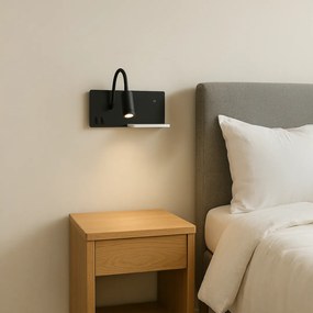 Nástěnné LED svítidlo Shelf, 1x LED 4+5+2w, 4000k, b/w, vypínač