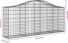 vidaXL Klenuté gabionové koše 40ks 200x30x80/100 cm pozinkované železo [3145427]