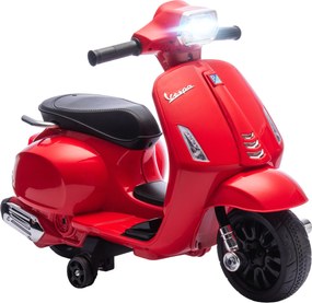AIYAPLAY Elektrická dětská motorka pro 2–6 let s baterií 6V, světlometem, houkačkou a pomocnými kolečky, červená