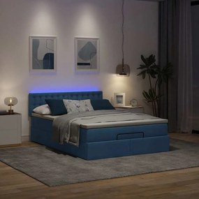 Osmanský rám postele s matrací modrá 140x200cm textil 3312484