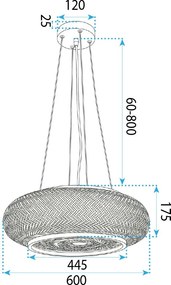 Toolight BOHO, závěsné stropní svítidlo 60cm, 3xE27, APP1910-3CP, přírodní hnědá-černá, OSW-66058