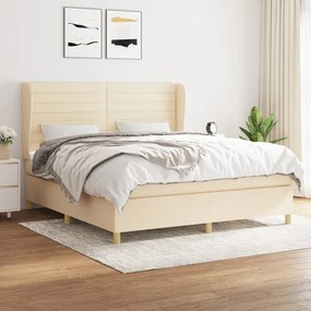 Box spring postel s matrací krémová 180x200 cm textil,  3128626