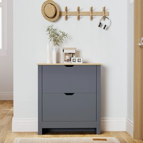 HOMCOM Botník se 2 sklápěcími přihrádkami, nastavitelná přepážka pro 8-12 párů bot, 72 x 26 x 80 cm, tmavě šedý