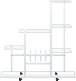 Stojan na květiny na kolečkách 94,5 x 25 x 92,5 cm bílý kov 336115